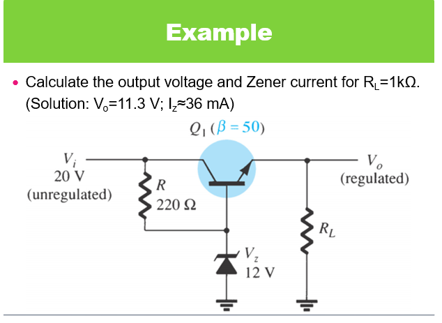 Solved Calculate the output voltage and Zener current for | Chegg.com