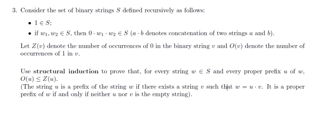 3. Consider the set of binary strings S defined | Chegg.com