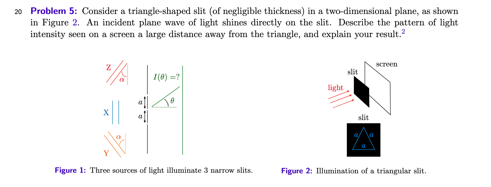 Solved 20 Problem 5: Consider a triangle-shaped slit (of | Chegg.com