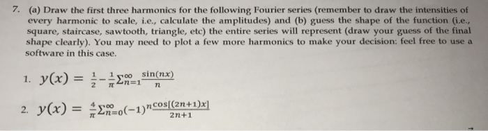 Solved 7. (a) Draw the first three harmonics for the | Chegg.com