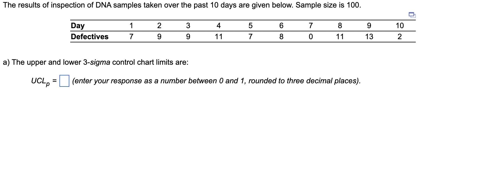 Solved A The Upper And Lower 3 Sigma Control Chart Limits