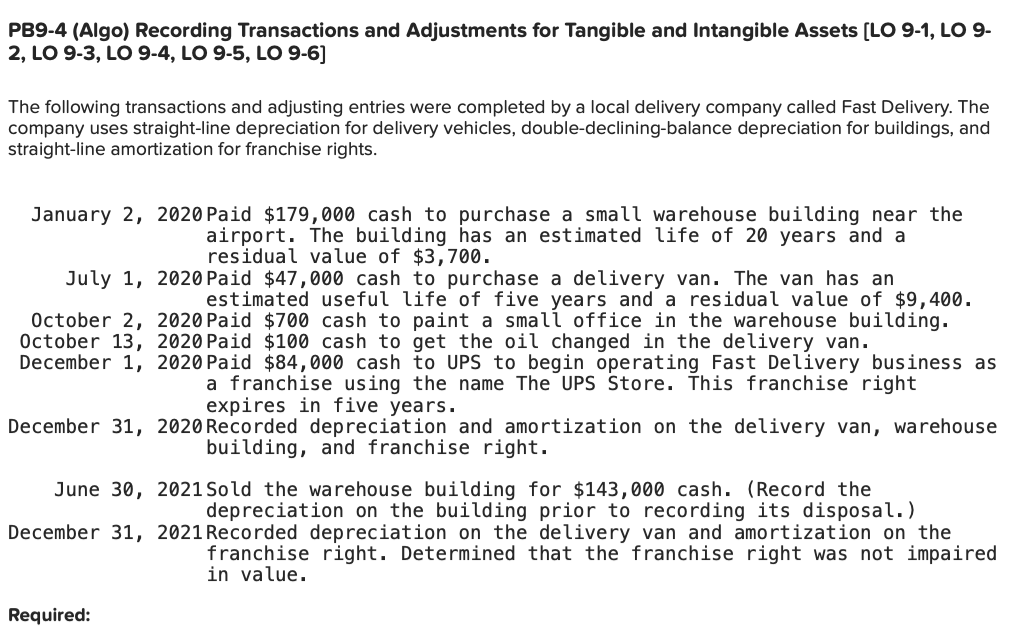 Solved PB9-4 (Algo) Recording Transactions and Adjustments | Chegg.com