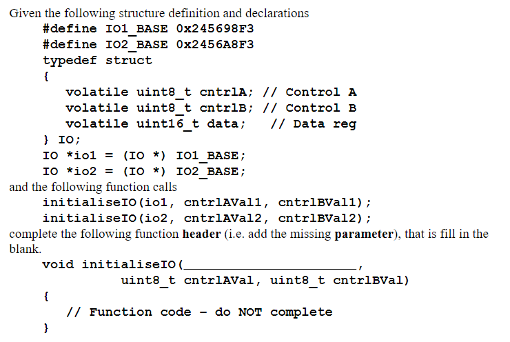 Solved Given the following structure definition and | Chegg.com