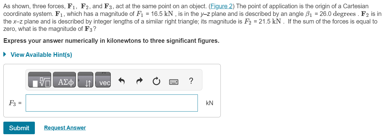 Solved As shown, three forces, \\( \\mathbf{F}_{1}, | Chegg.com