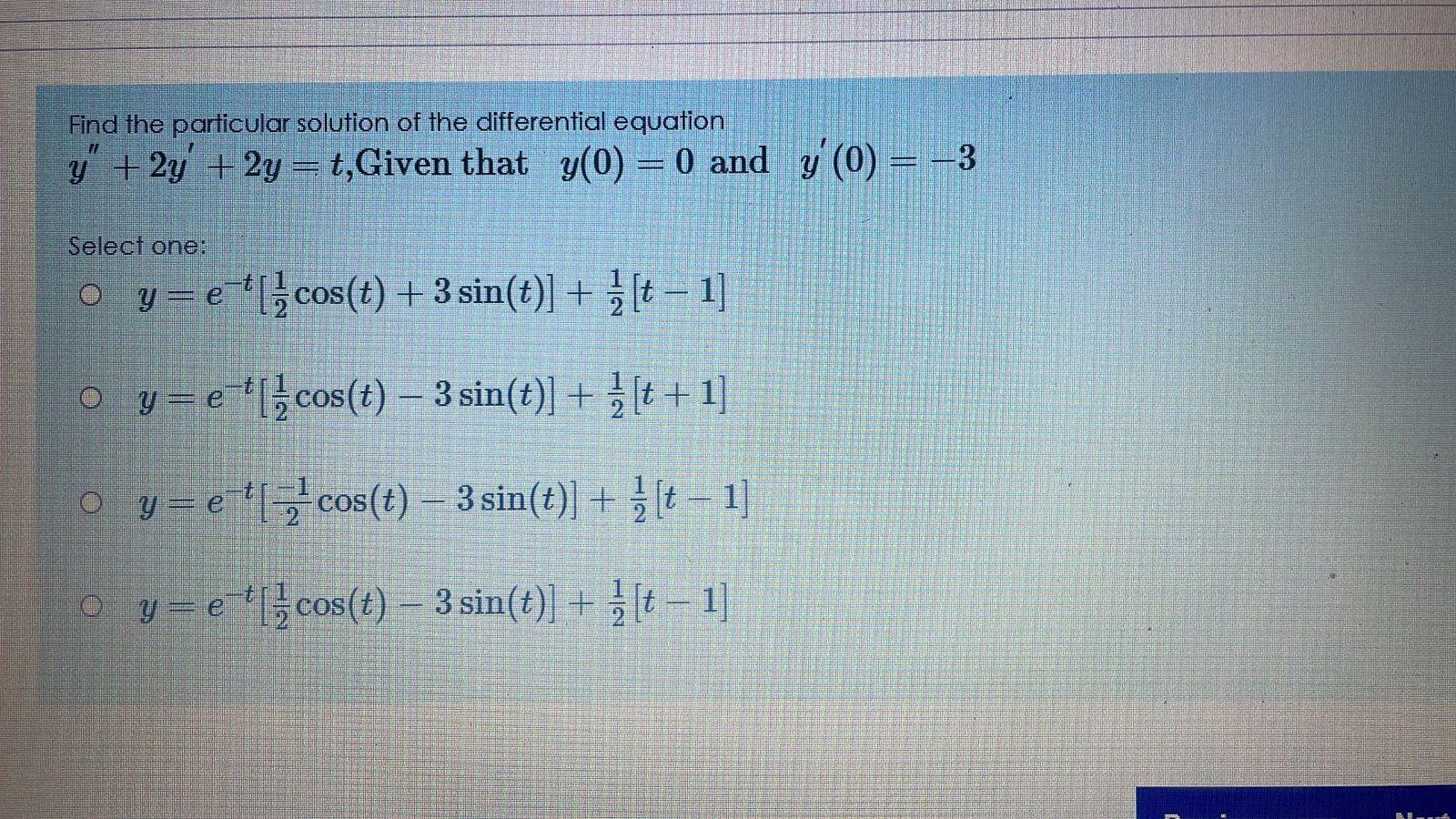 Solved Find the particular solution of the differential | Chegg.com