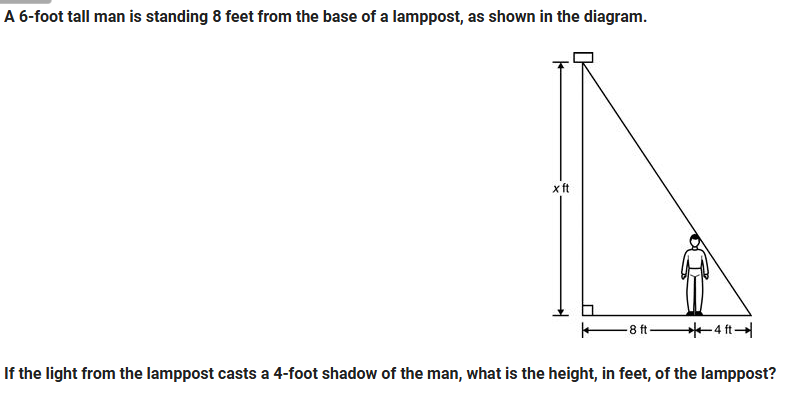 Solved A 6-foot tall man is standing 8 ﻿feet from the base | Chegg.com