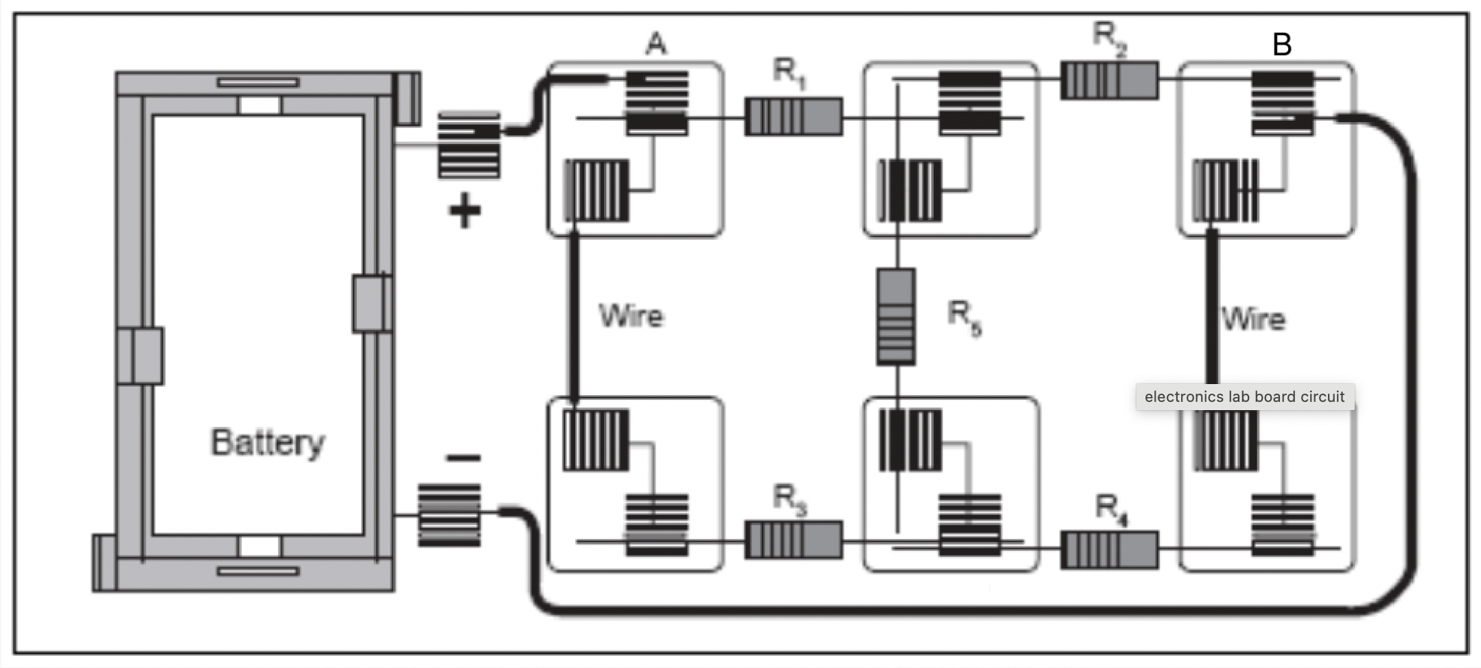Solved A R B R Wire R Wire electronics lab board circuit | Chegg.com