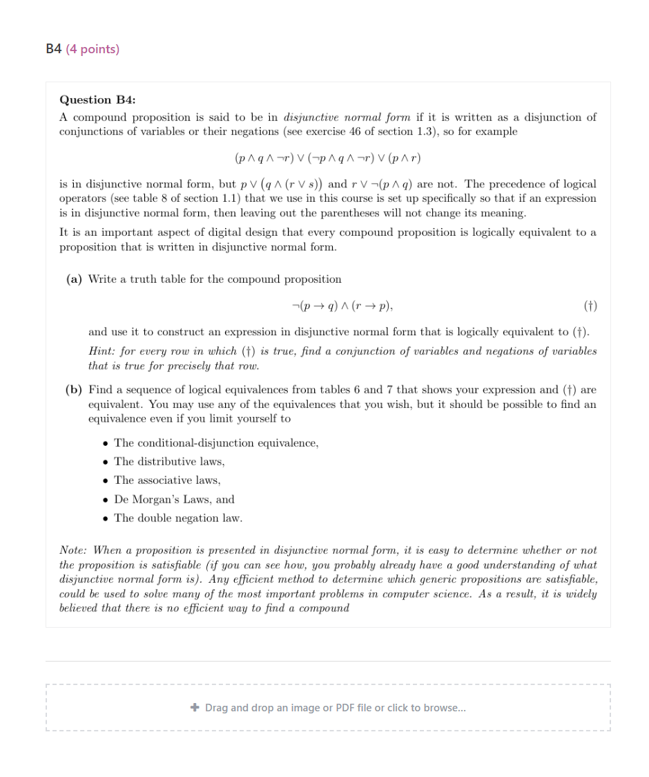 Solved Question B3: The Associative Laws (see Table 6 in | Chegg.com