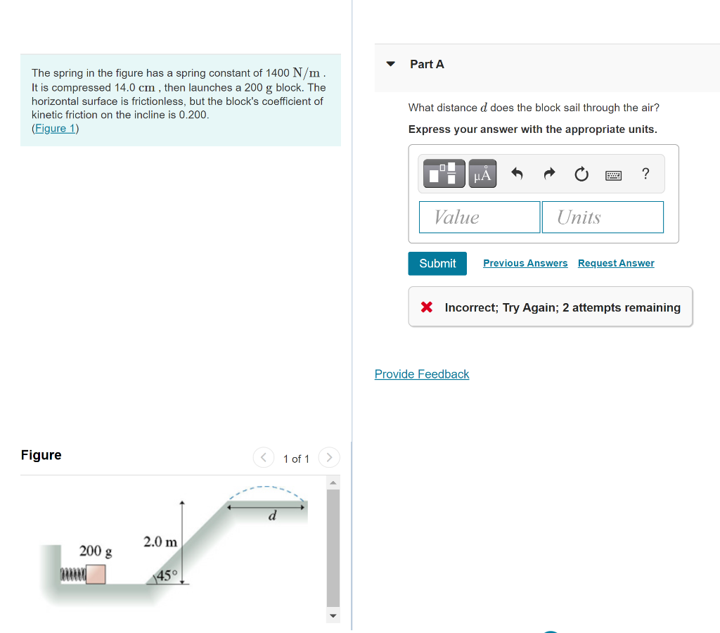 Solved Part A The spring in the figure has a spring constant | Chegg.com