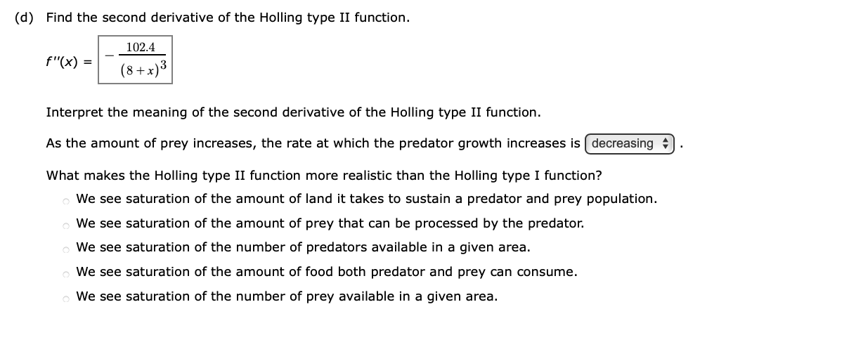 Solved The Holling type I function is described by g(x) = | Chegg.com
