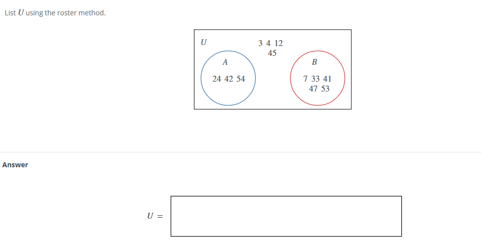 Solved List U using the roster method. Answer | Chegg.com