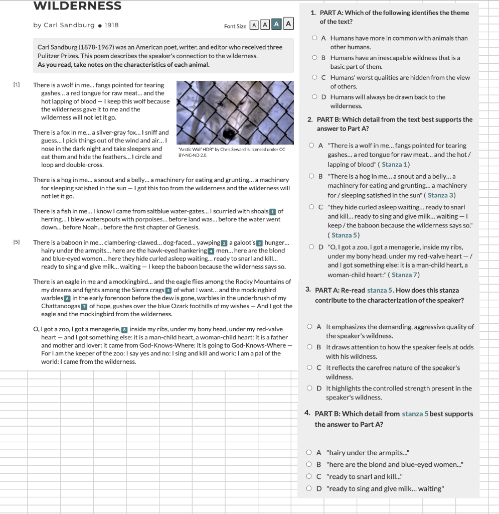 Solved WILDERNESS 1. PART A: Which of the following | Chegg.com