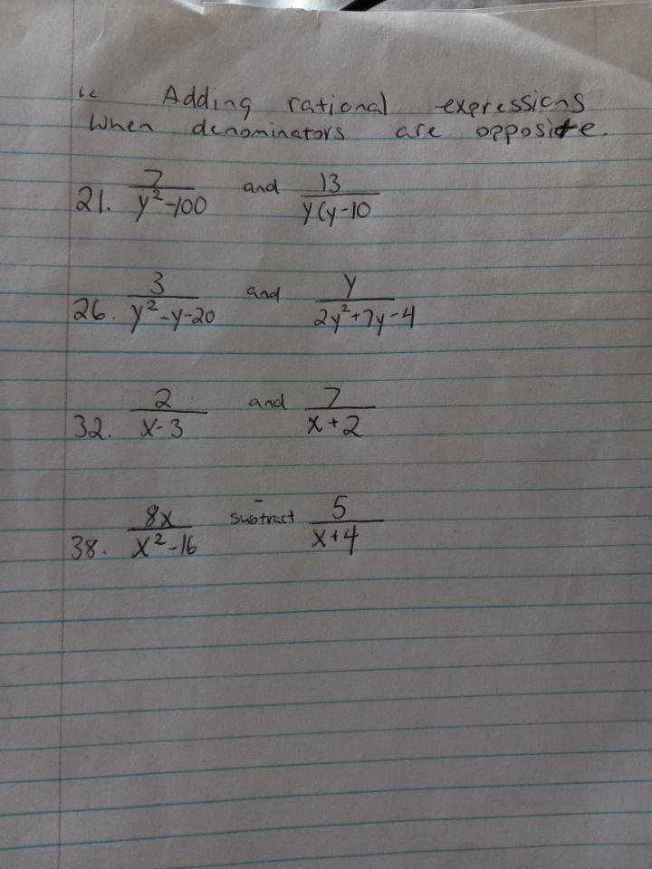 Solved be When Adding rational expressions denominators. are | Chegg.com