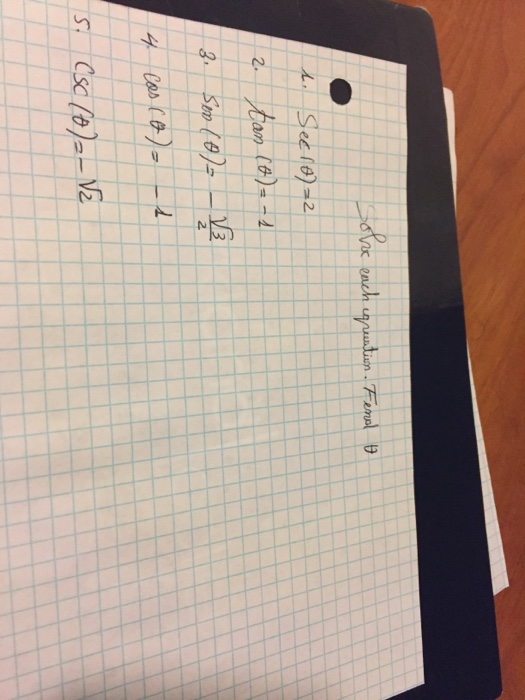 Solved Solve each equation. Find theta Sec(theta) = 2 | Chegg.com