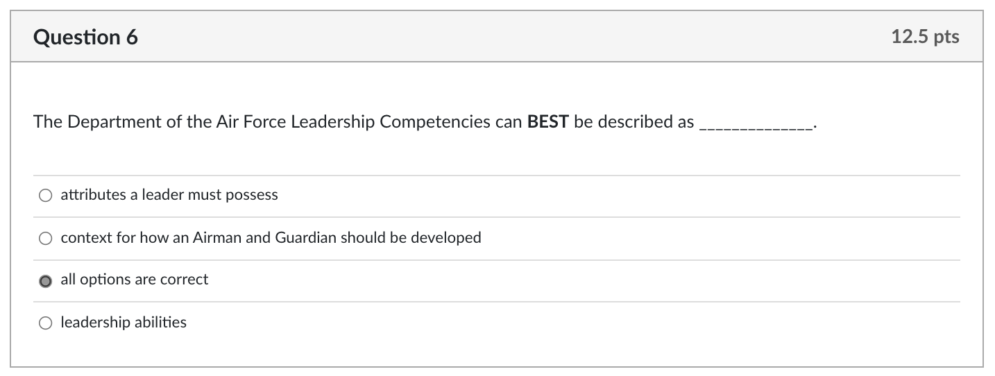 Solved Question 6 12.5 pts The Department of the Air Force | Chegg.com