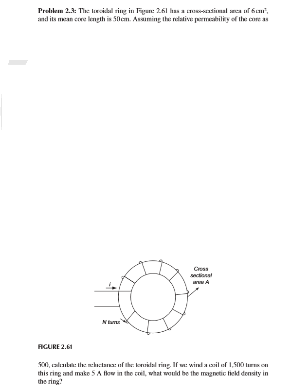 Solved Problem 2.3: The toroidal ring in Figure 2.61 has a | Chegg.com