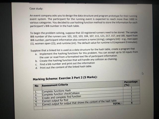 Solved Case study: An event company asks you to design the | Chegg.com