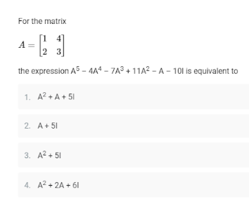 Solved For the matrix A=[1243] the expression | Chegg.com