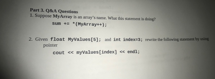 Solved Part 3 Qanda Questions 1 Suppose Myarray Is An 1791
