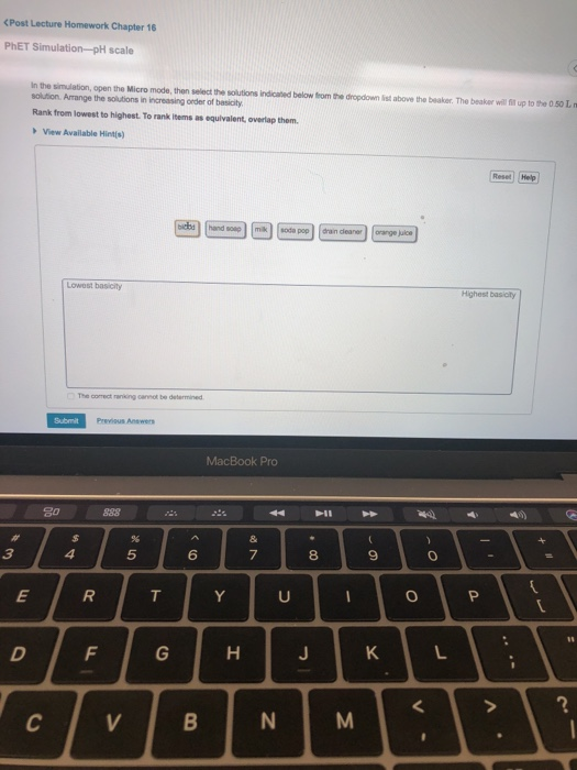 Solved Post Lecture Homework Chapter 16 PhET Simulation-pH | Chegg.com