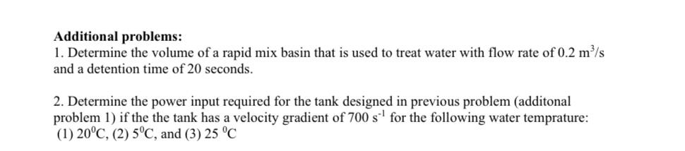 2. Determine the power input requiered for the tank | Chegg.com
