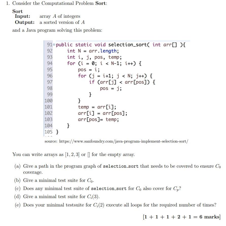 Solved 1. Consider the Computational Problem Sort: Sort | Chegg.com