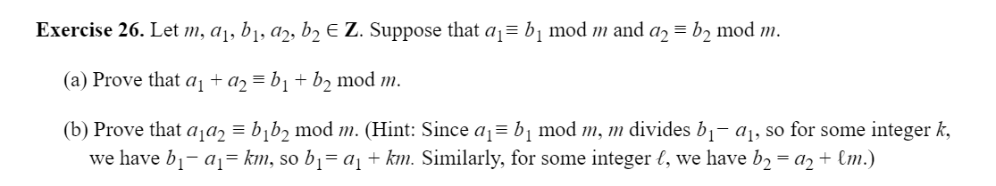 Solved Exercise 26. Let m, di, b1, A2, b2 E Z. Suppose that | Chegg.com