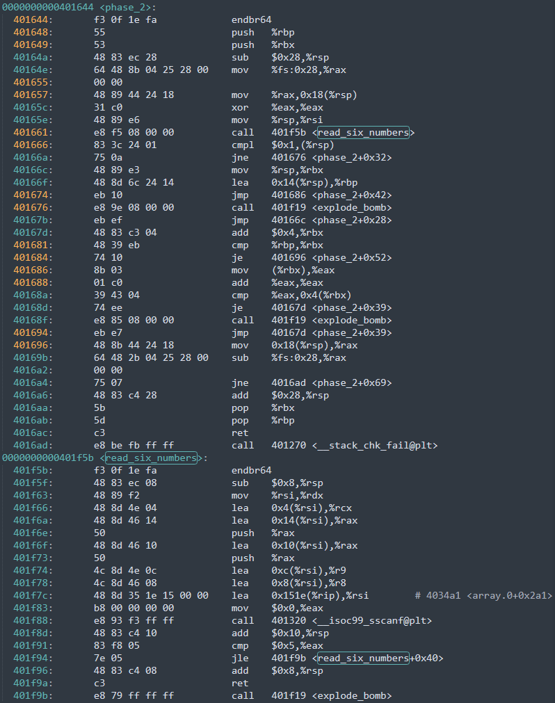 Solved this is a phase of a binary bomb, I need help finding | Chegg.com