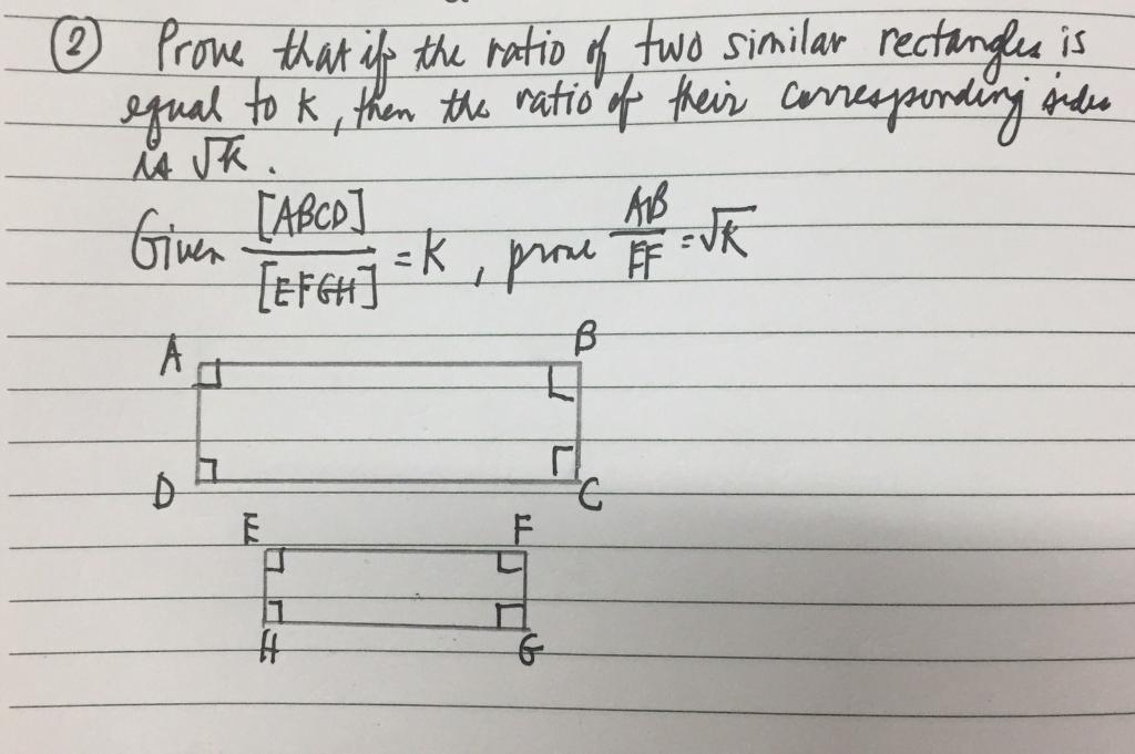 Solved ③ Prove that if the ratio of two similar rectangles | Chegg.com