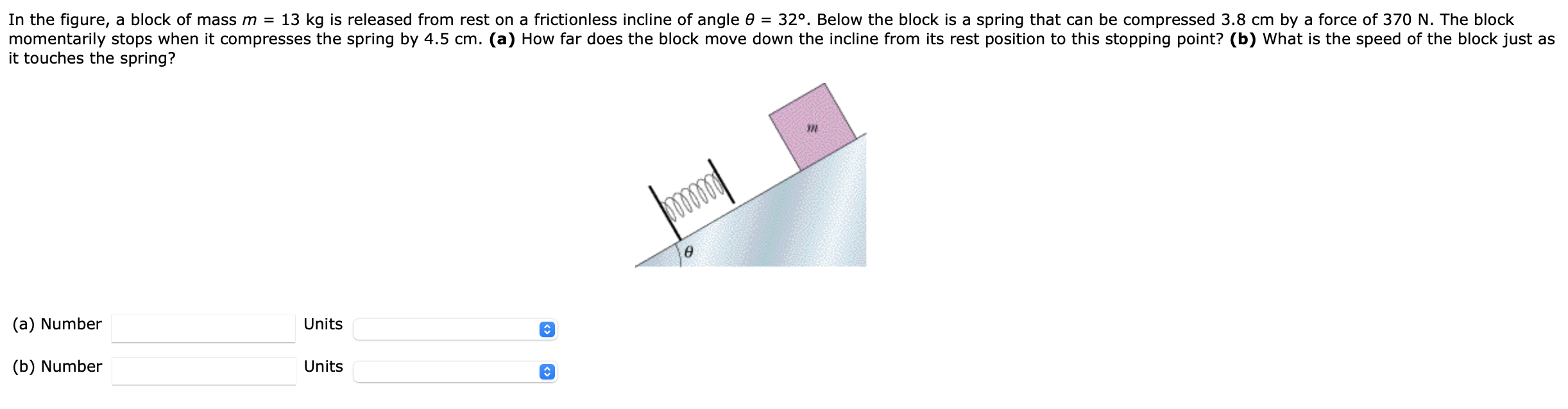 Solved In the figure, a block of mass m = 13 kg is released | Chegg.com