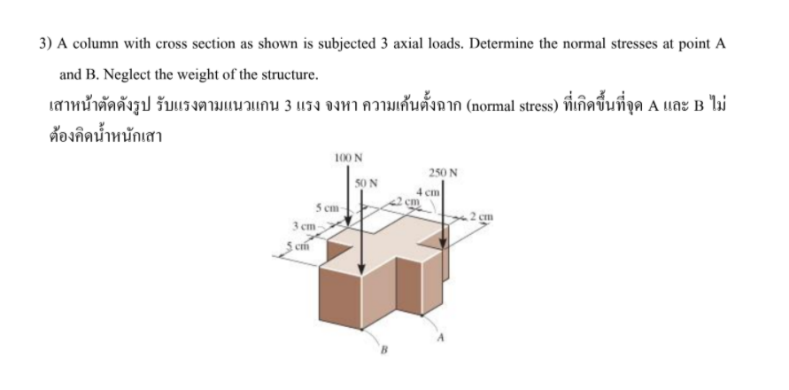 Solved 3) A column with cross section as shown is subjected | Chegg.com