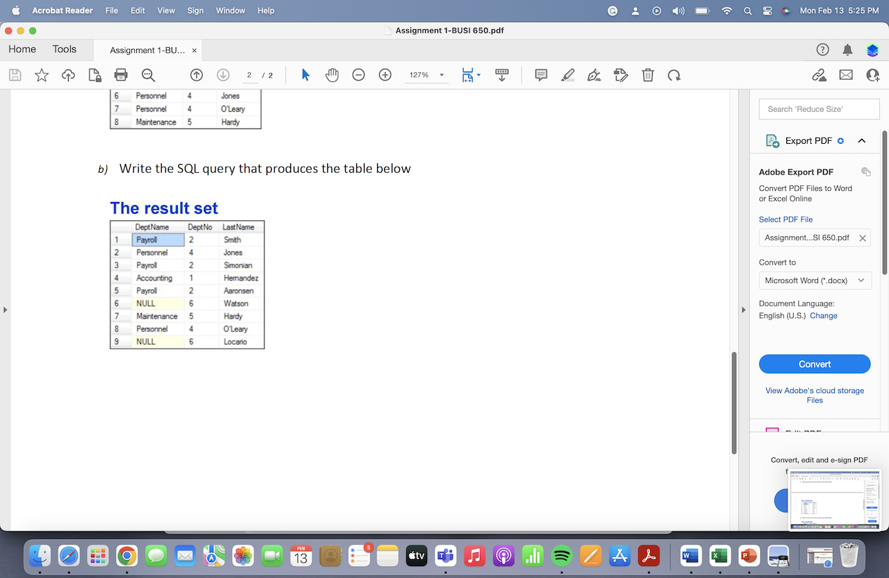 Solved The Departments table The Employees table The | Chegg.com