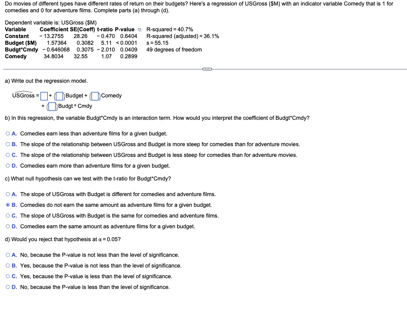 Solved PLEASE ANSWER ALL QUESTIONSDo movies of different | Chegg.com