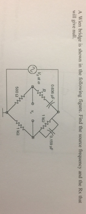 Solved A Wien bridge is shown in the following figure. Find | Chegg.com