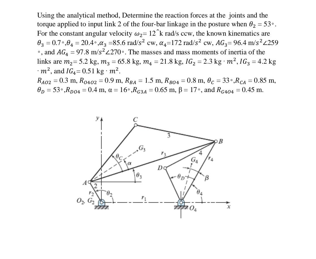 Solved Kinematic analysis results of the mechanism given | Chegg.com