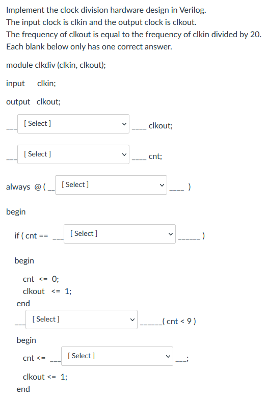 Solved Implement the clock division hardware design in | Chegg.com