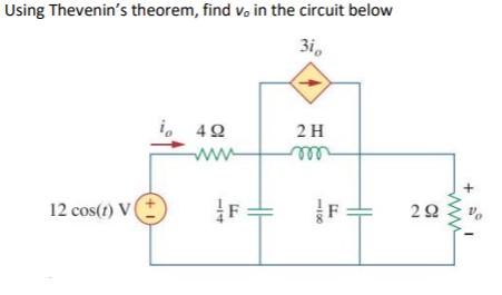 Solved Using Thevenin's theorem, find v0 in the circuit | Chegg.com