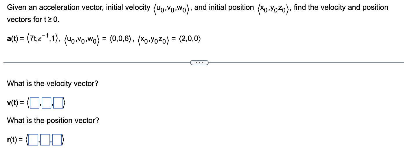 Solved Given an acceleration vector, initial velocity | Chegg.com