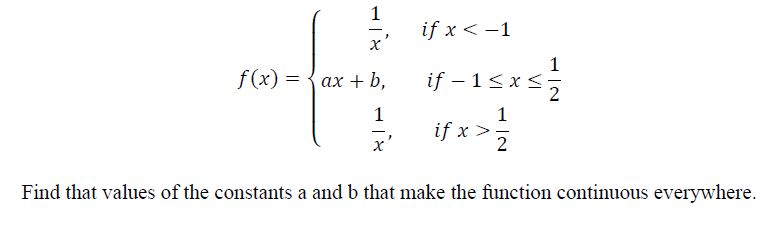 Solved 2 Find that values of the constants a and b that make | Chegg.com
