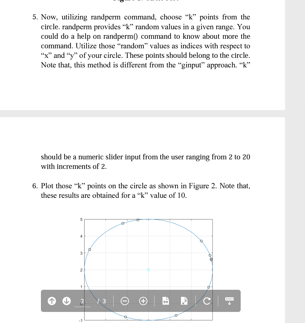 Solved 5. Now, utilizing randperm command, choose " k " | Chegg.com