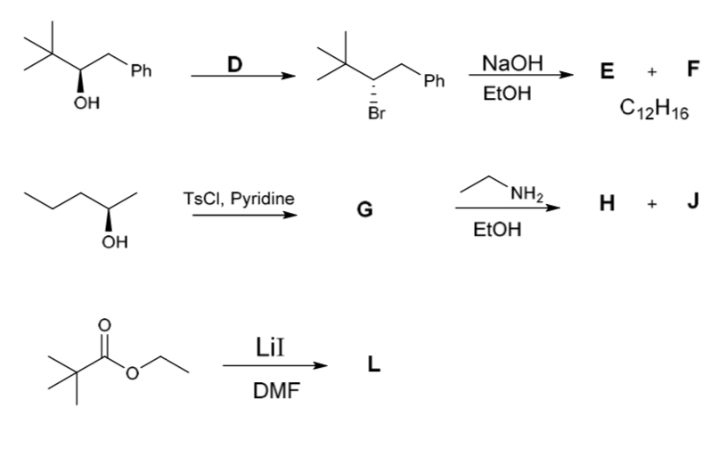 Solved D EtOH NaOHE+C12H16+ TsCl, Pyridine G EtOH NH2H+J | Chegg.com