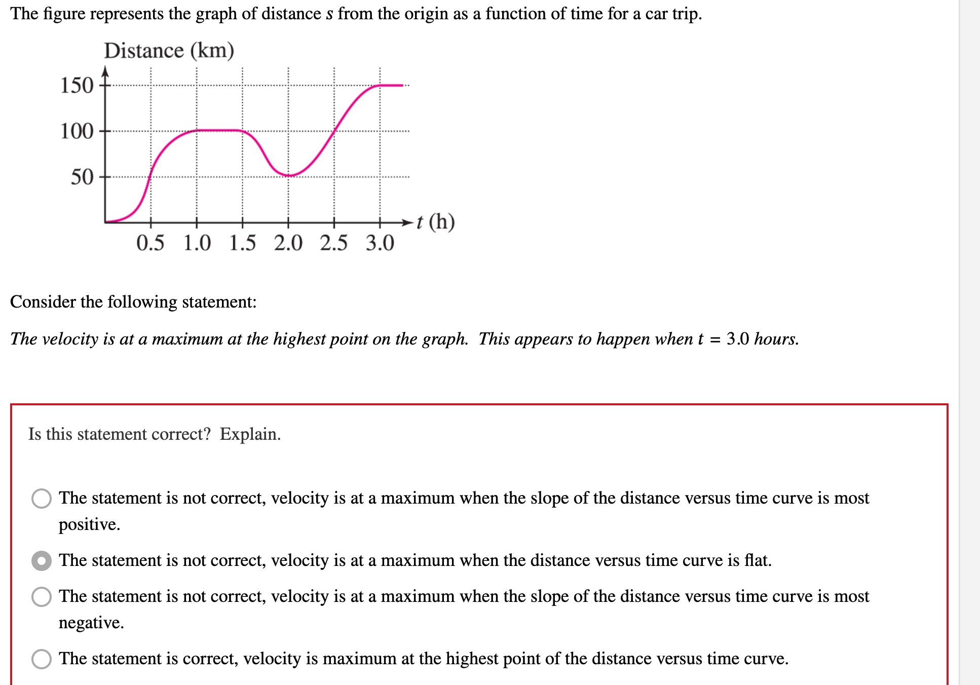 Solved Consider the following statement: The velocity is at | Chegg.com