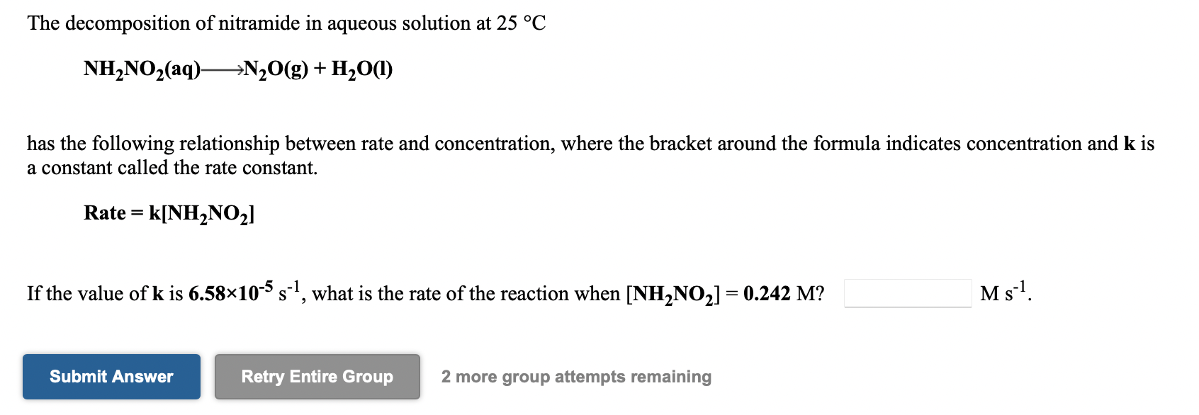 Solved The decomposition of nitramide in aqueous solution at | Chegg.com