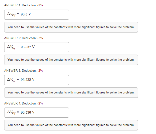 Solved ANSWER 1: Deduction: −2% You need to use the values | Chegg.com