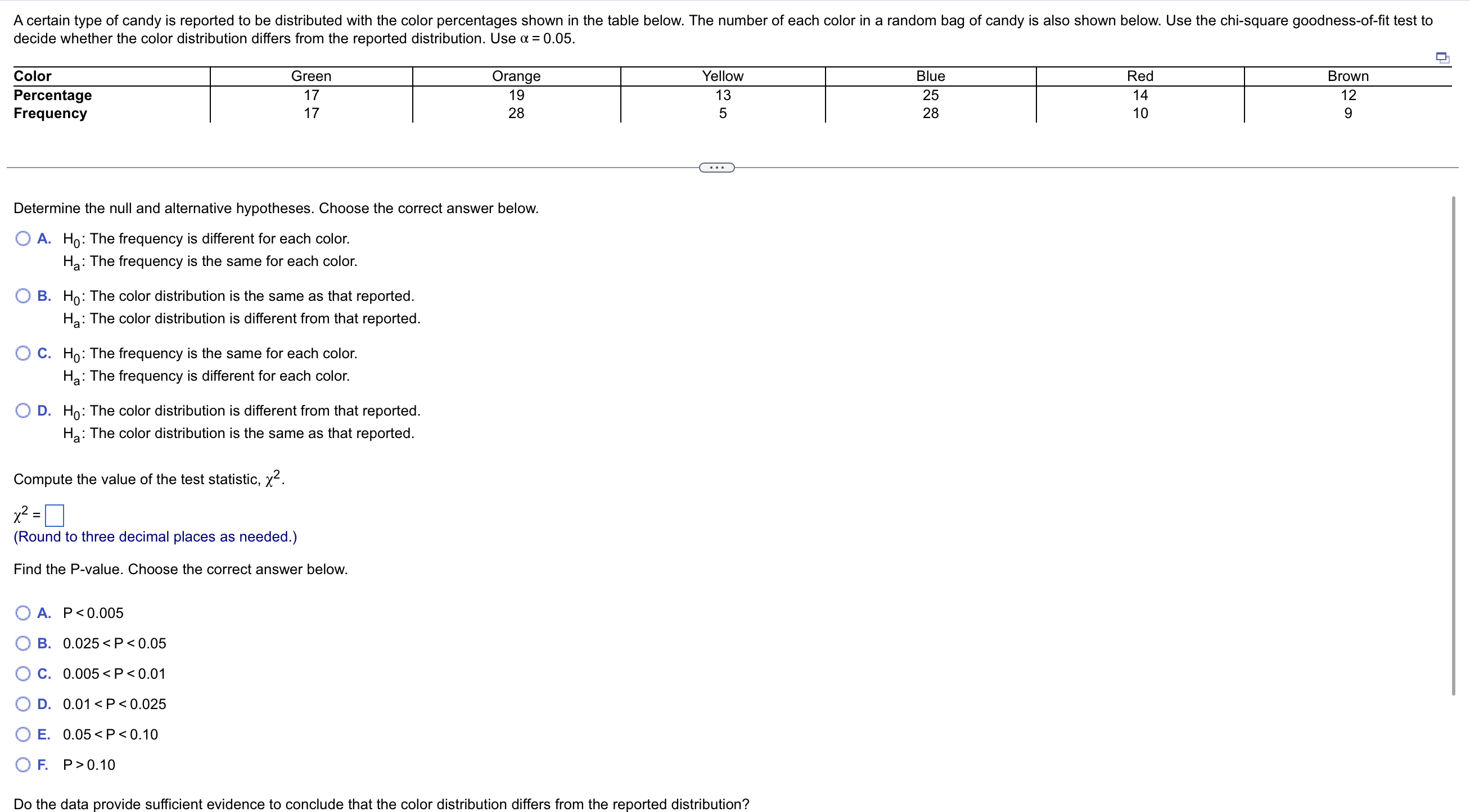 Solved Determine the null and alternative hypotheses. Choose | Chegg.com