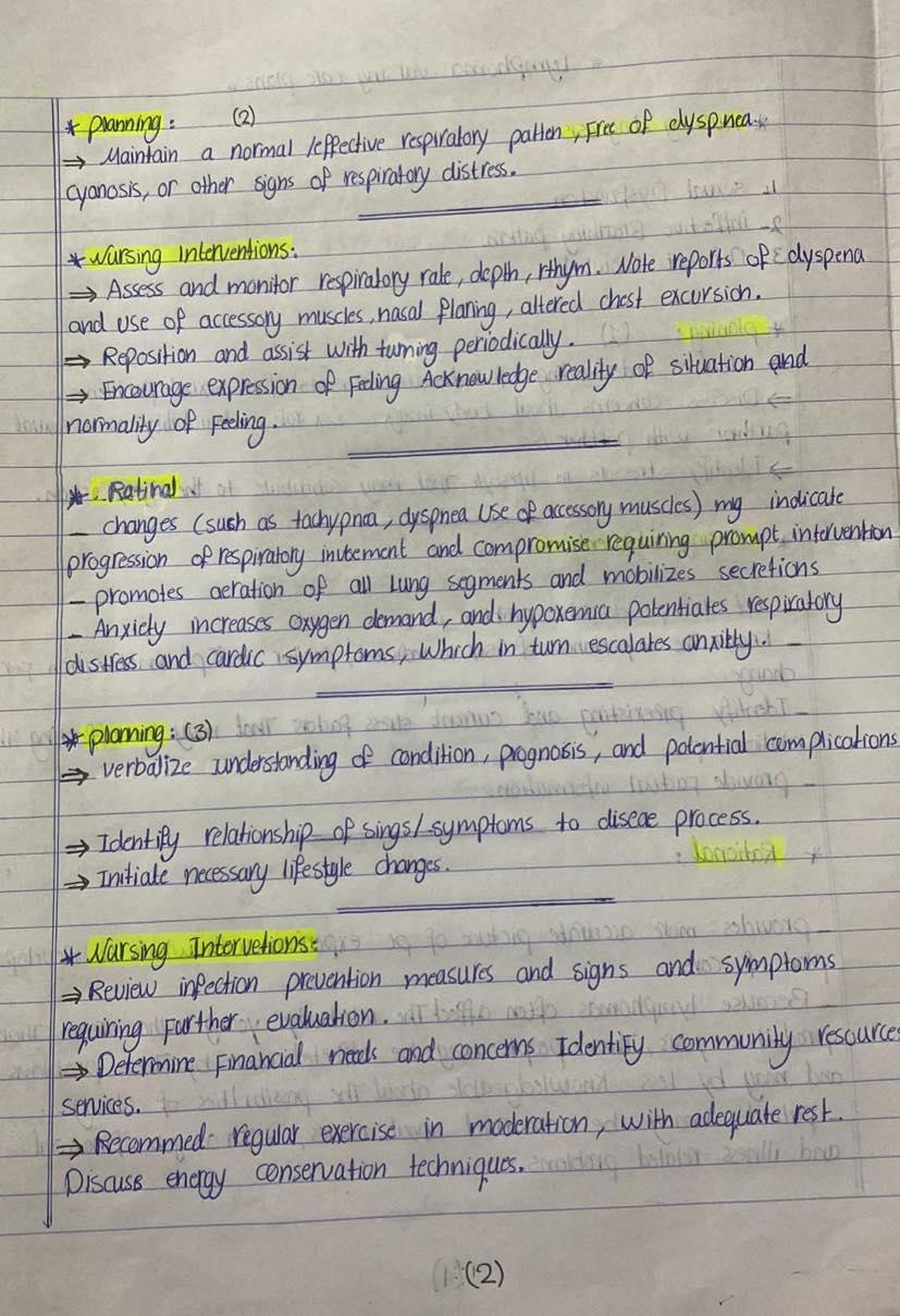 Solved write this handwritten nursing care plan as a free | Chegg.com