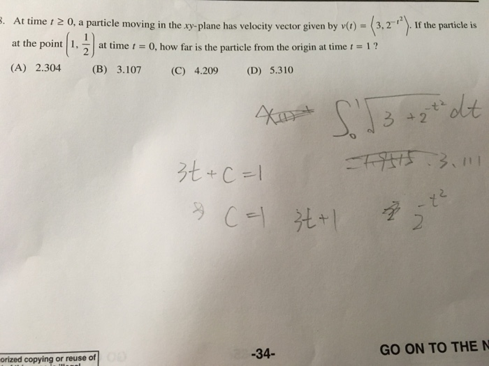 Solved At time 1 2 0, a particle moving in the xy plane has | Chegg.com