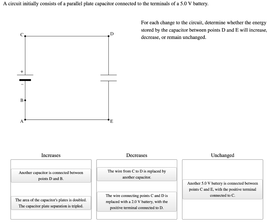 Solved A circuit initially consists of a parallel plate | Chegg.com
