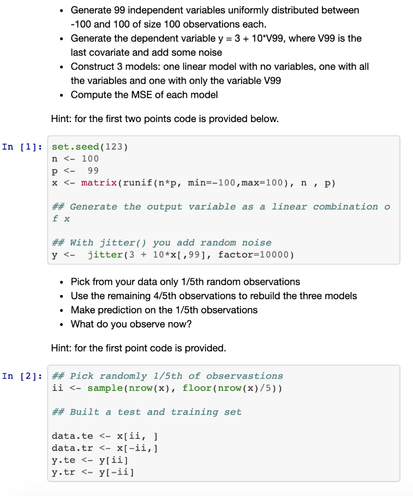 Solved • Generate 99 independent variables uniformly | Chegg.com