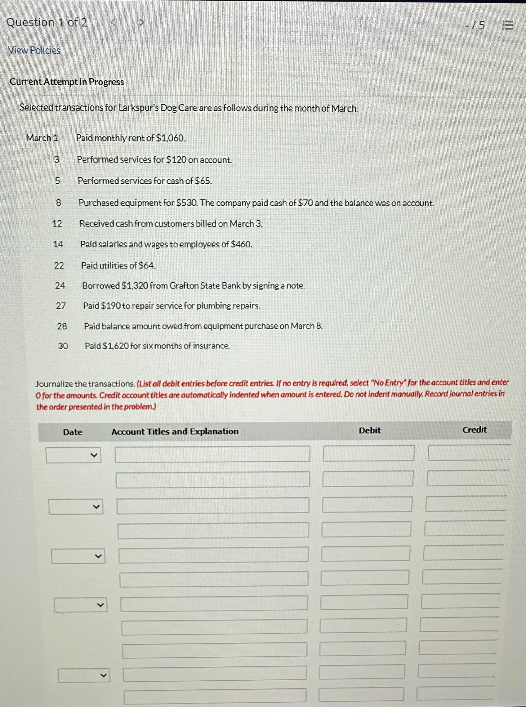 Solved Current Attempt in Progress Selected transactions for | Chegg.com